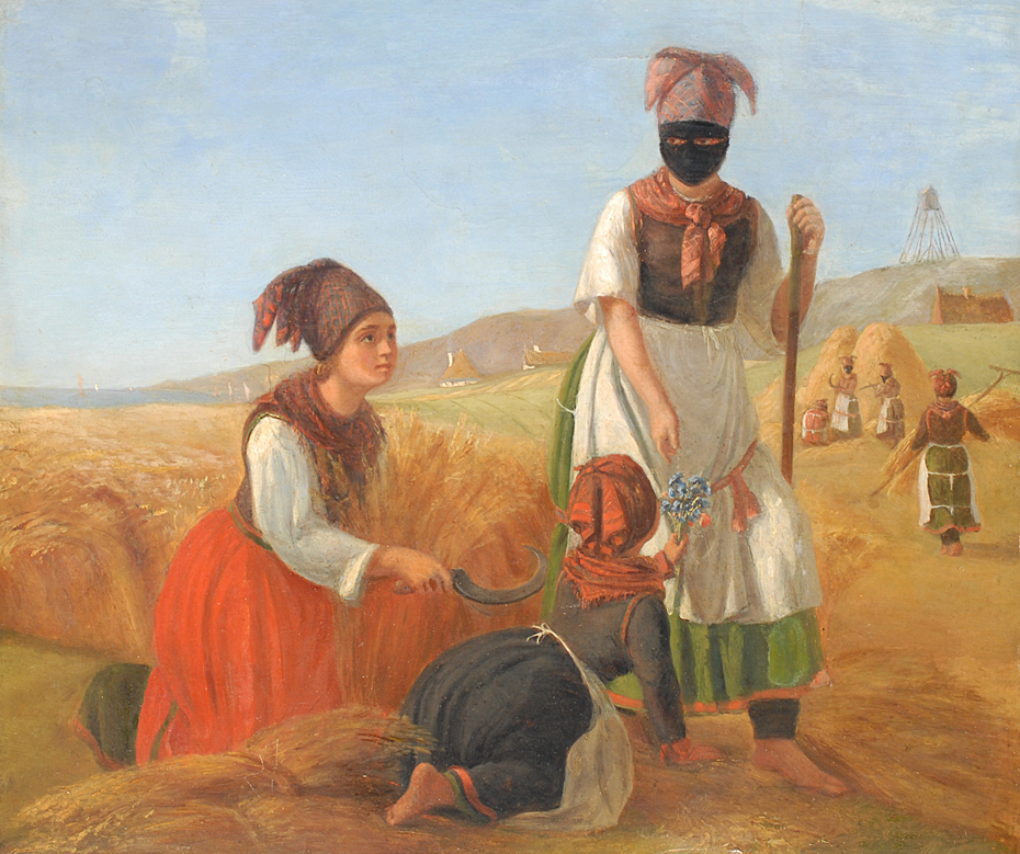 Æ Kåver på David Jacobsens Sønderhokvinder høster med segl